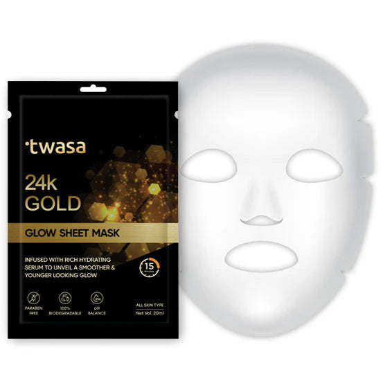 Buy 24k Gold Glow Sheet Mask Online in India – Shop Now – Twasa Cosmetics