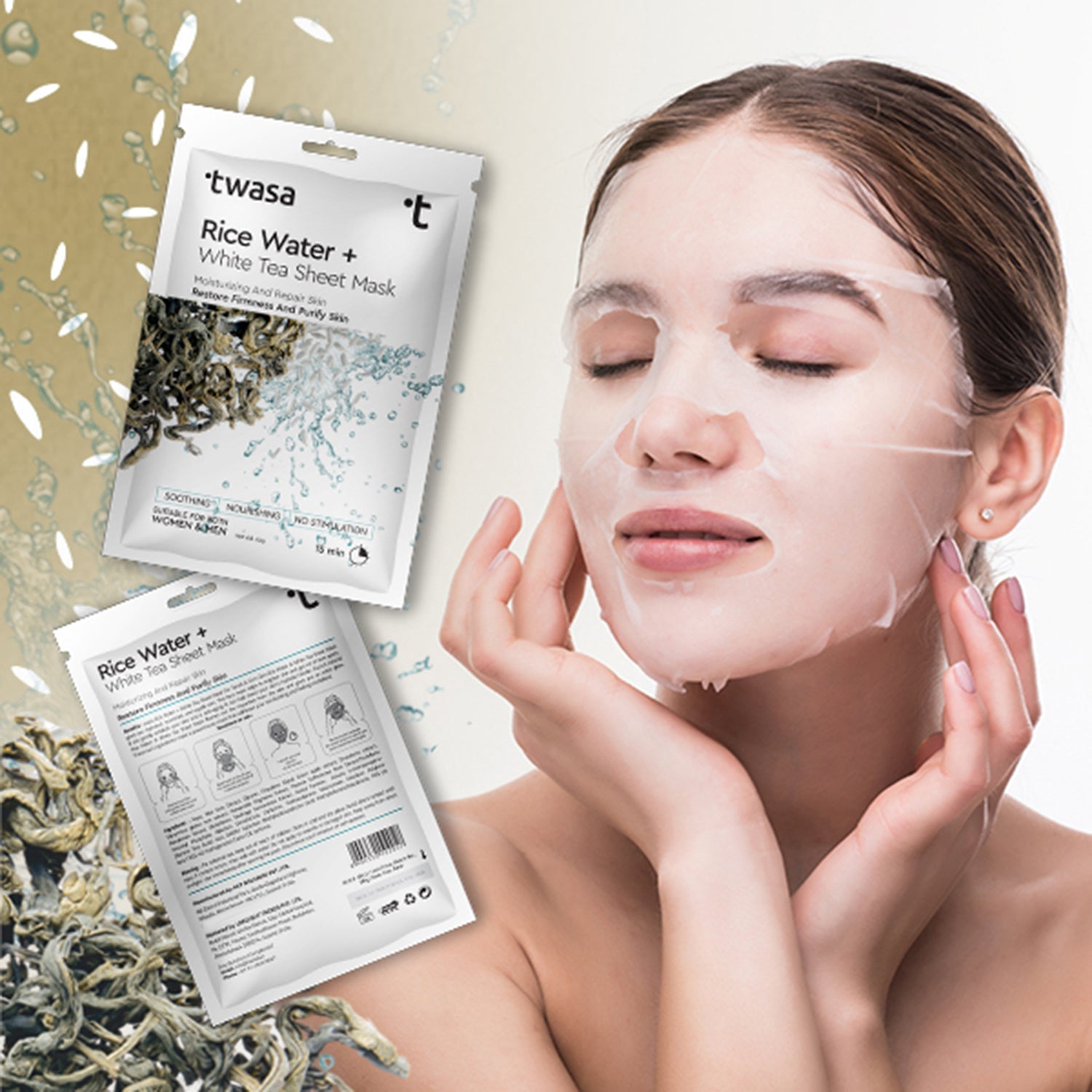 Buy Rice Water Skin Whitening Sheet Mask Online in India – Twasa Cosmetics