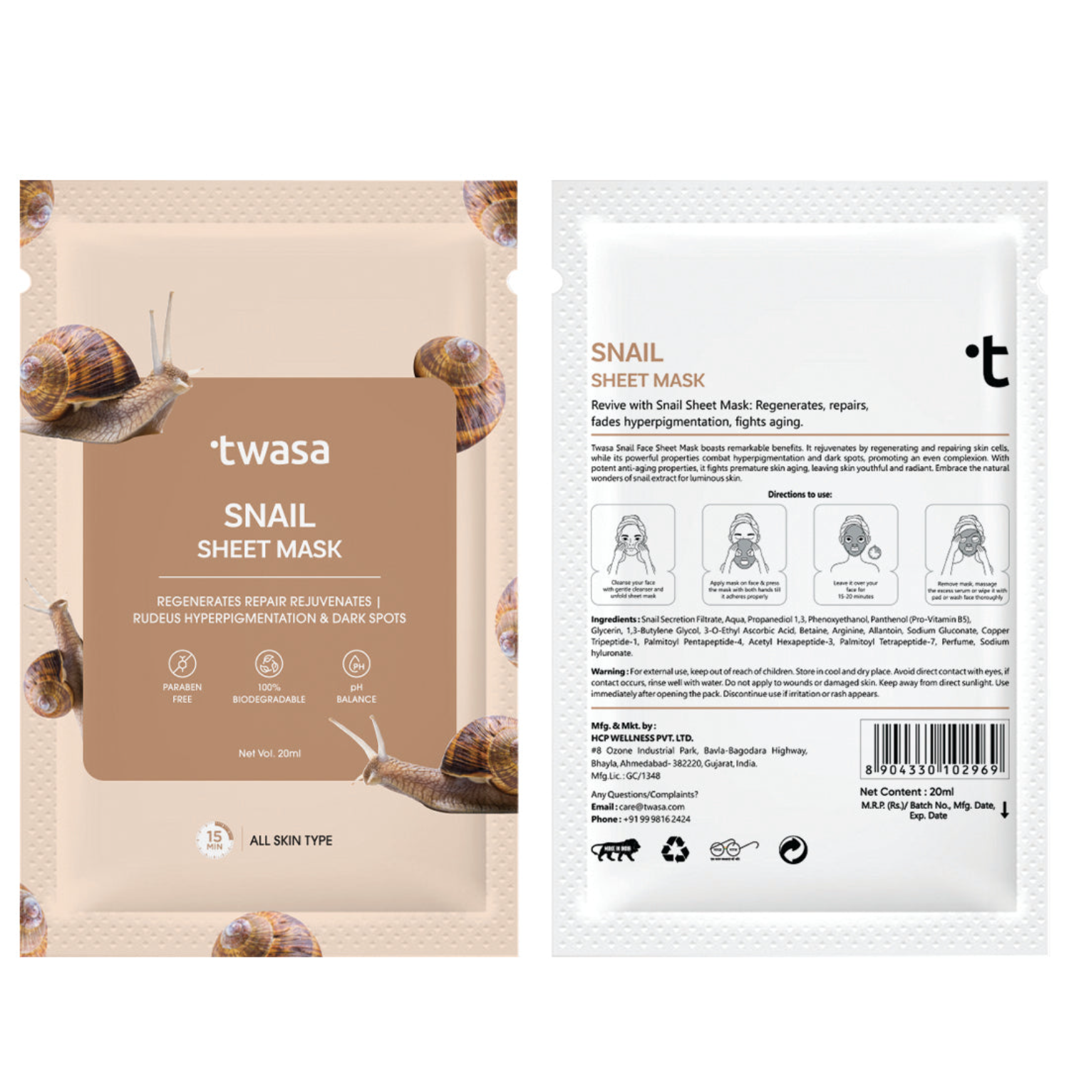 Buy Korean Snail Mask Online in India | Shop Snail Sheet Mask – Twasa ...