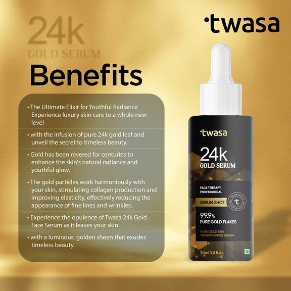 Buy 24K Gold Serum For Glowing Skin Online in India – Twasa Cosmetics