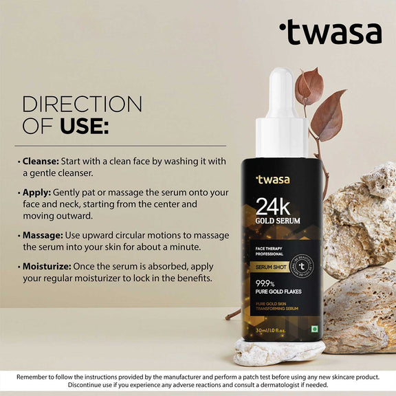 Buy 24K Gold Serum For Glowing Skin Online in India – Twasa Cosmetics