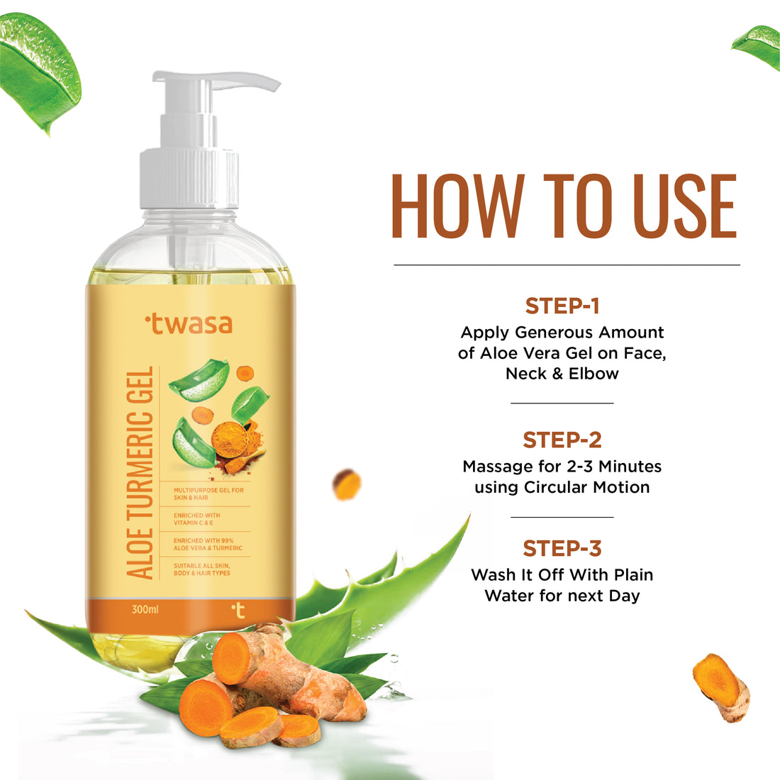 Buy Aloe Turmeric Gel Online in India for Skin & Hair Care – Twasa ...