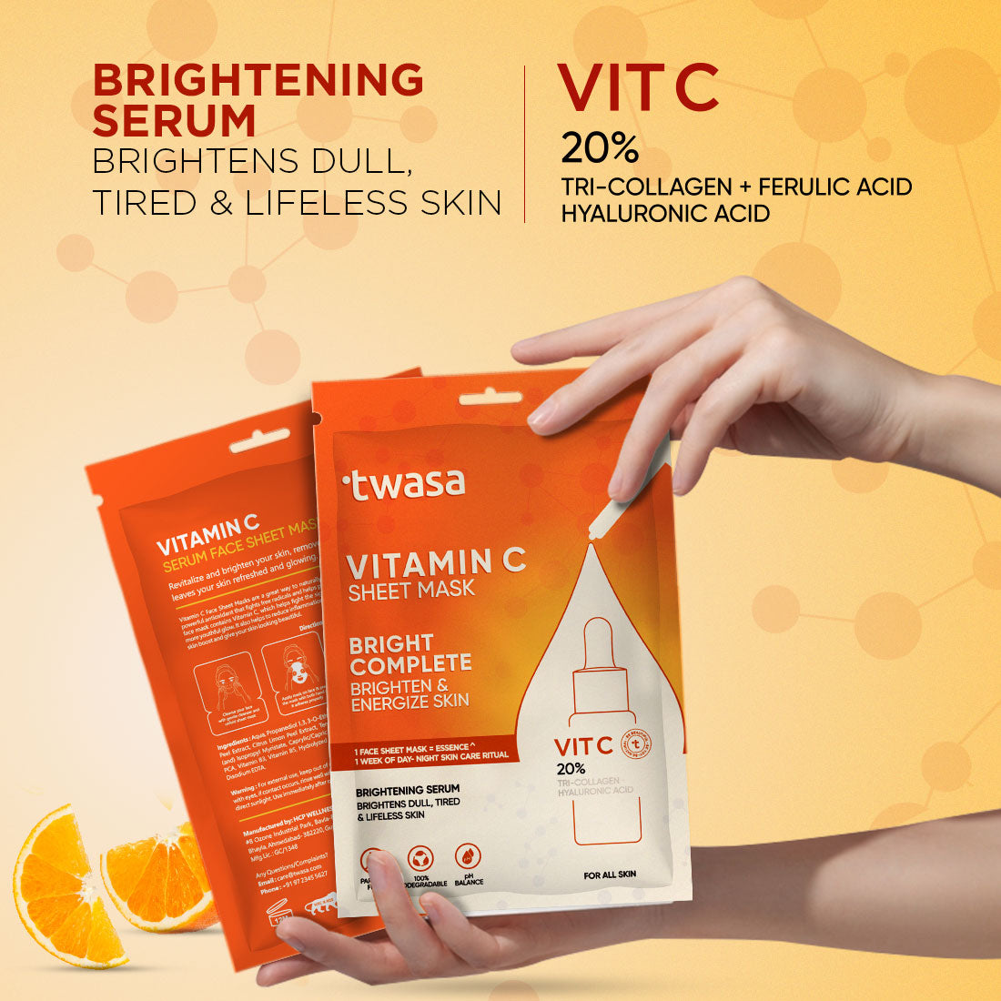 Vitamin C Sheet Mask for Glowing & Brightening Face at Best Price – Twasa Cosmetics