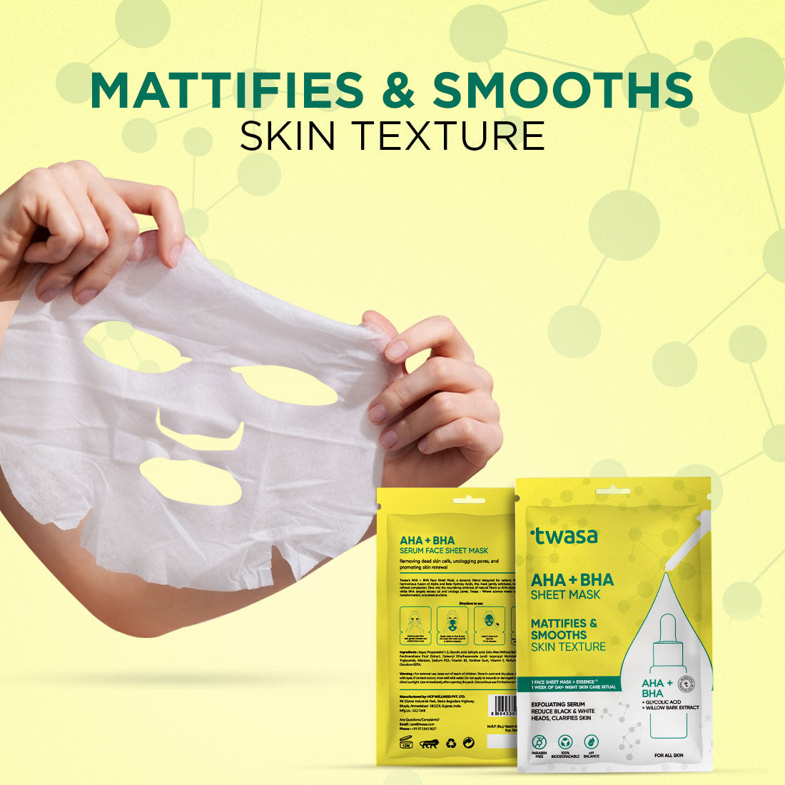 Buy Best AHA BHA Sheet Mask Online in India for Exfoliation – Twasa Cosmetics